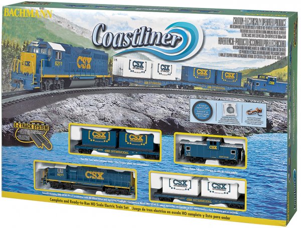 00734 - Coastliner - CSX Engine and Cars / Ready to Run Set – 3 Rail Trains